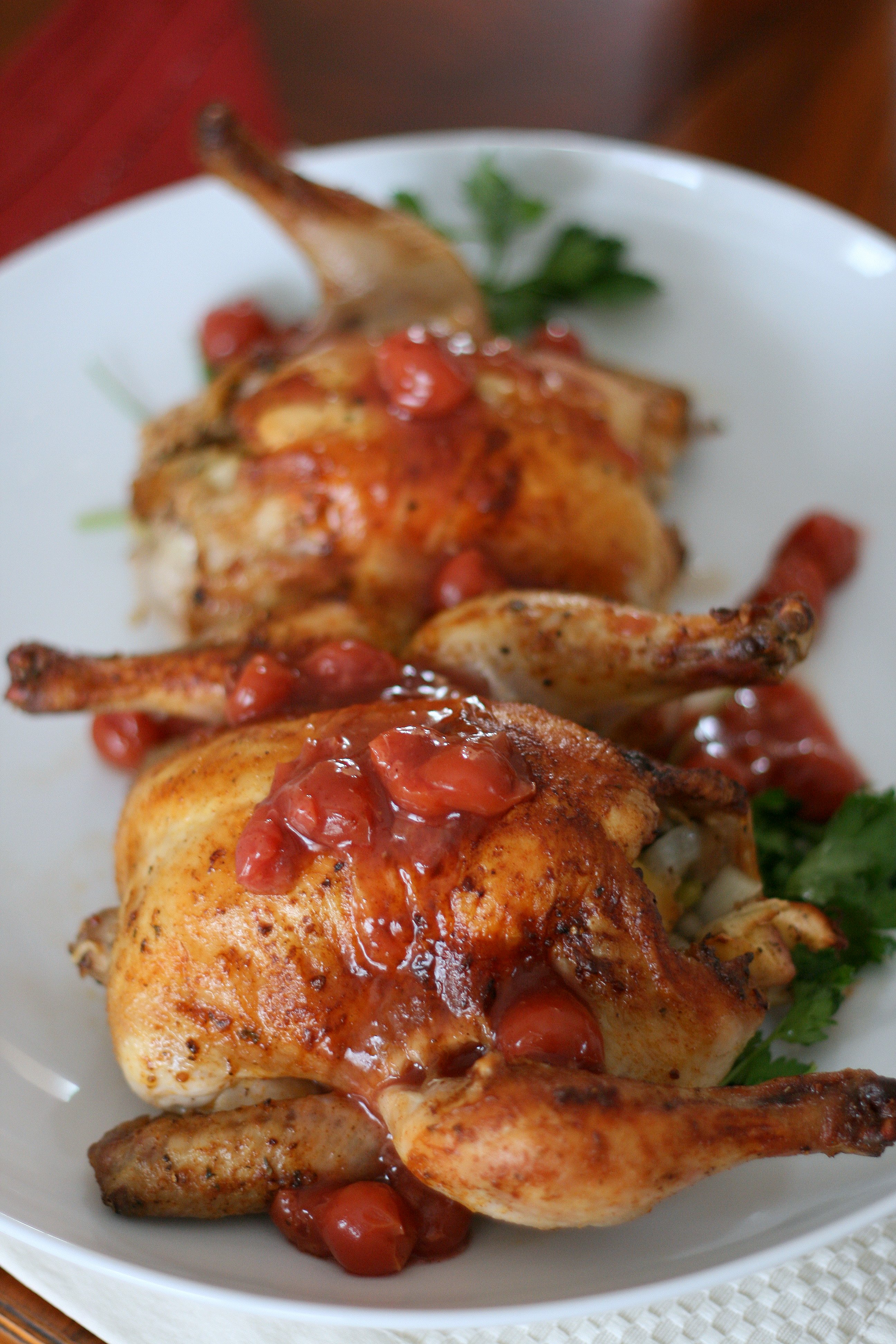 Cornish Hens with Cherry Sauce | Haute Pepper Bites